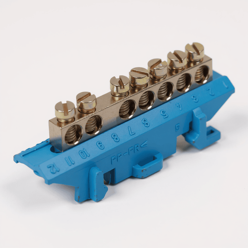 Din Rail Base Brass Neutral/ Earth Link - 7 way