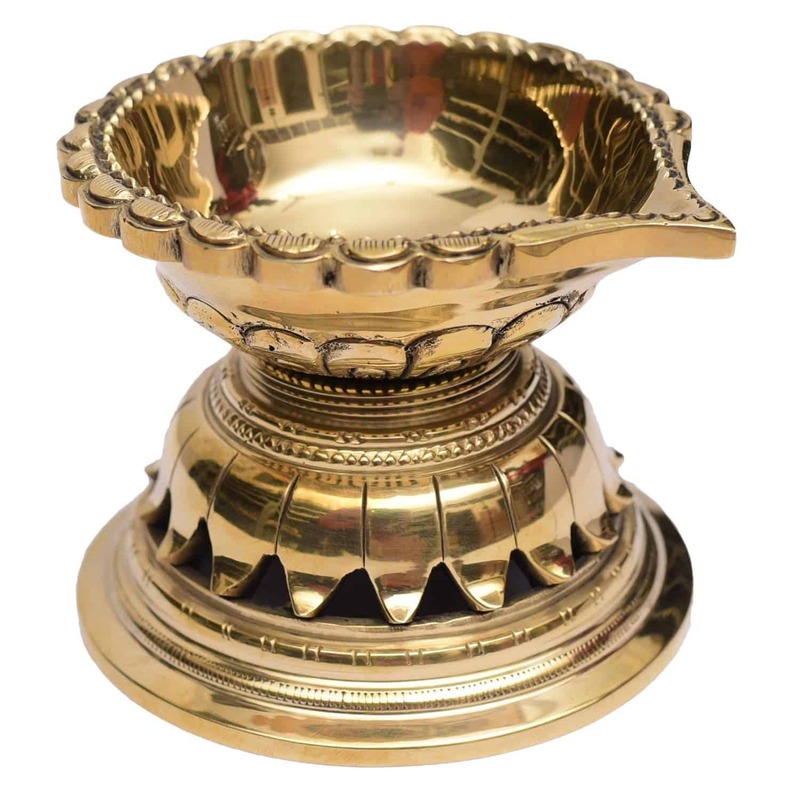 Brass Aarti Diya for Puja and Loban Oil Lamp - 3.2 inch Height | Sacred ...