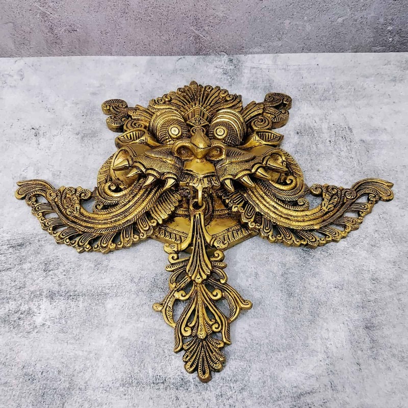 Brass Yali Wall Hanging - 18 inch Height | Intricate Brass Yali Wall ...