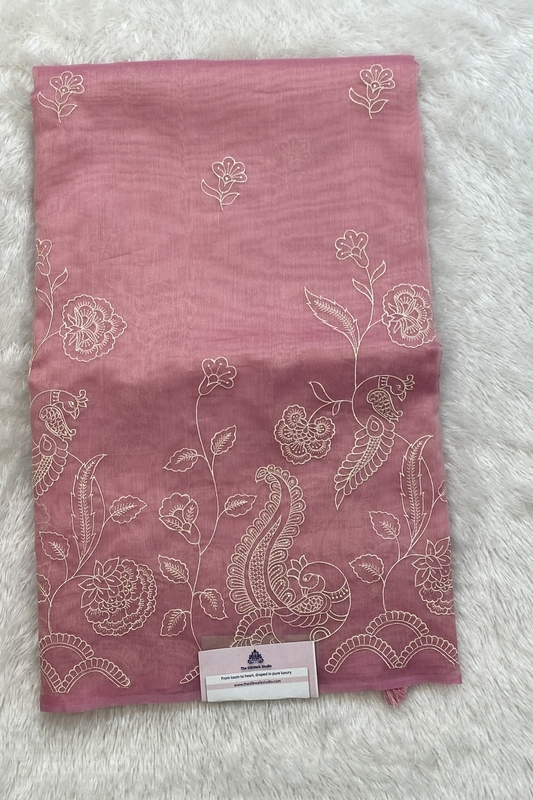 Keerthi Kota Tissue Saree with Embroidered Border & Motifs