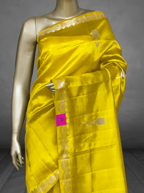 Buy Pure Mango Silk Banarasi Handloom Saree – Traditional Elegance ...