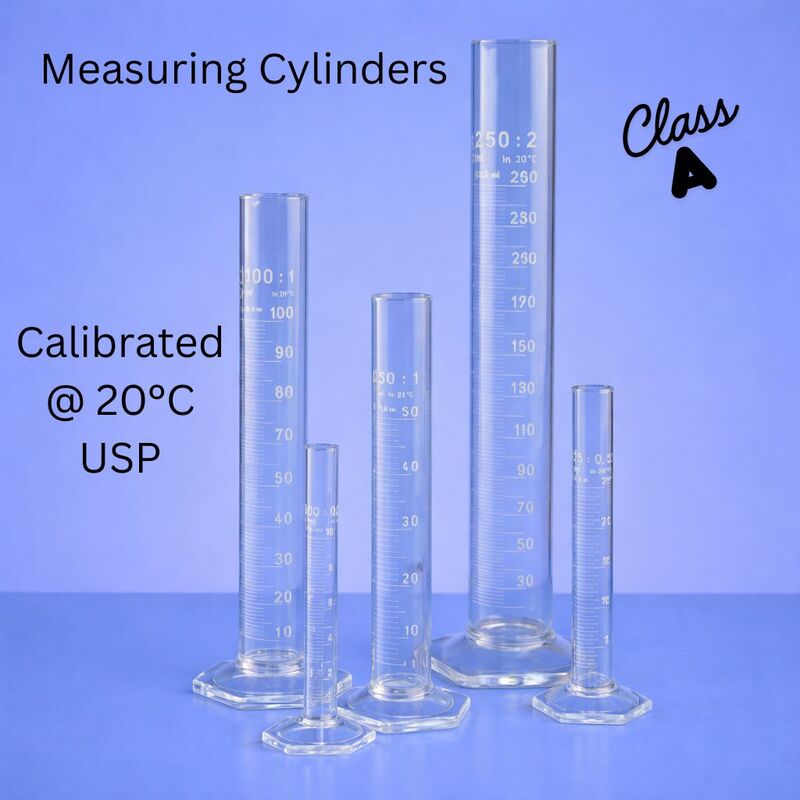 Class A Measuring Cylinders Hex Base Amber Graduations for ...