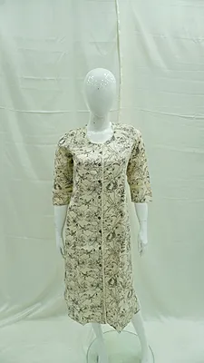 Flex Cotton Fancy Kurti – Cream Contrast Collection | Sri Vinayaka Bou