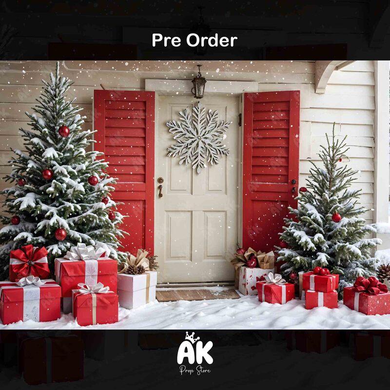 Snowy Cottage Door Backdrop – Winter Baby & Toddler Portrait Setup | AK ...