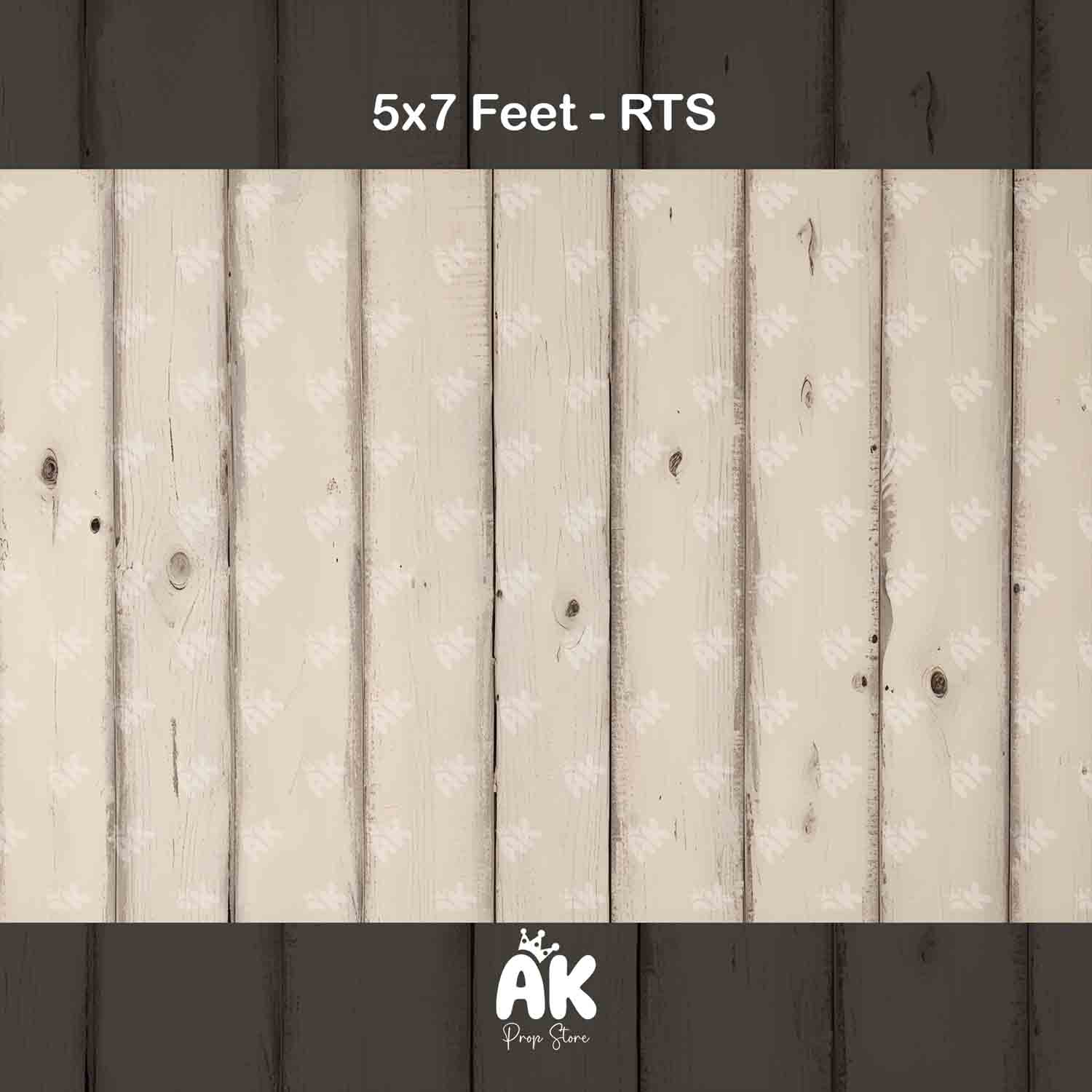 Cream Wood Planks 5×7 ft Fabric Backdrop | Baby & Toddler Studio Theme