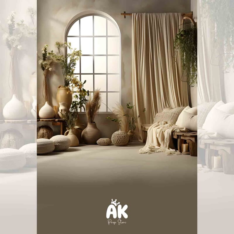 Dusky Boho Indoor Fabric Portrait Backdrop | Ready-to-Ship Studio Prop